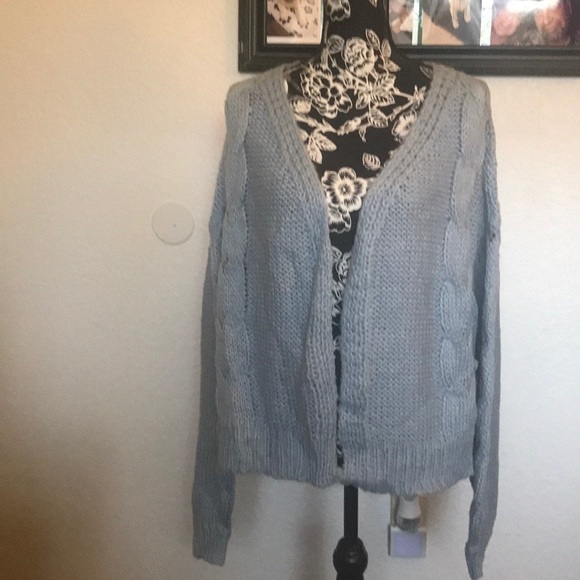 Crave Fame | Sweaters | Cable Knit Cardigan Color Dusty Blue | Poshmark